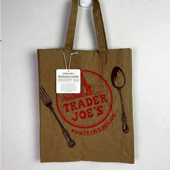 Trader Joe'S | Bags | Trader Joes Rare Paper Washable Grocery Tote Bag ...